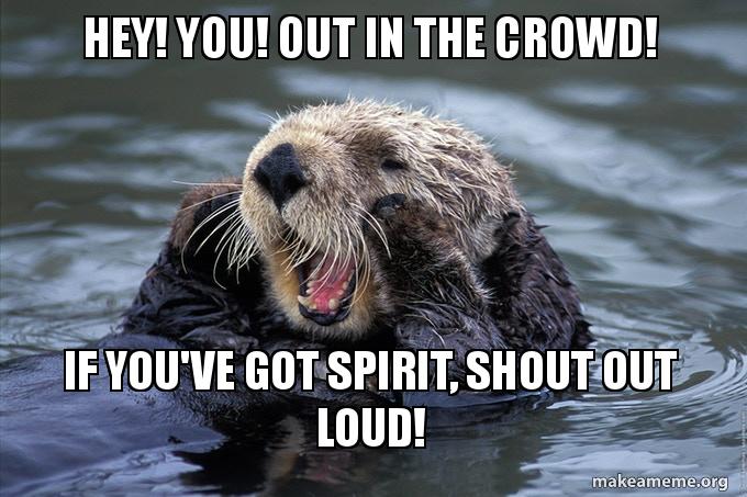 Hey! You! Out in the crowd! If you've got spirit, shout out loud ...