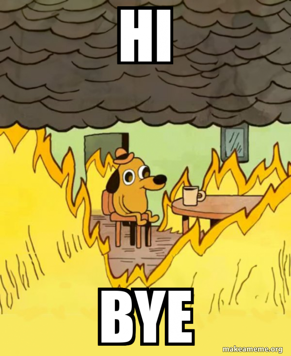 Hi Bye - This Is Fine Meme Generator