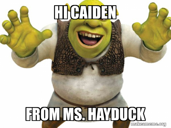 HI CAIDEN FROM MS. HAYDUCK - Shrek Meme Generator