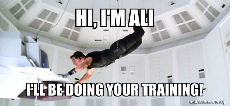 Hi, I'm Ali I'll be doing your Training! Meme Generator