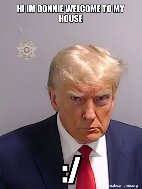 hi im donnie welcome to my house :/ - Donald Trump Mugshot Meme Generator