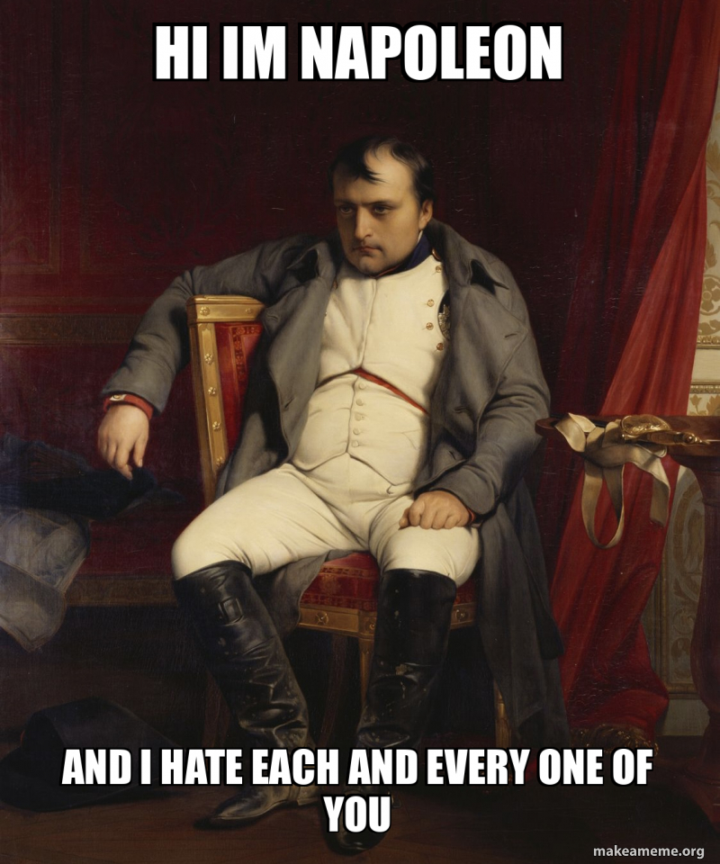 Hi im napoleon And i hate each and every one of you Meme Generator