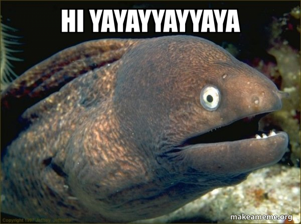 Hi yayayyayyaya - Bad Joke Eel Meme Generator