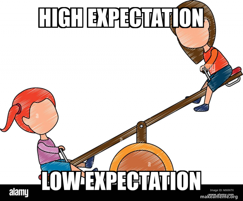 high expectation low expectation Meme Generator