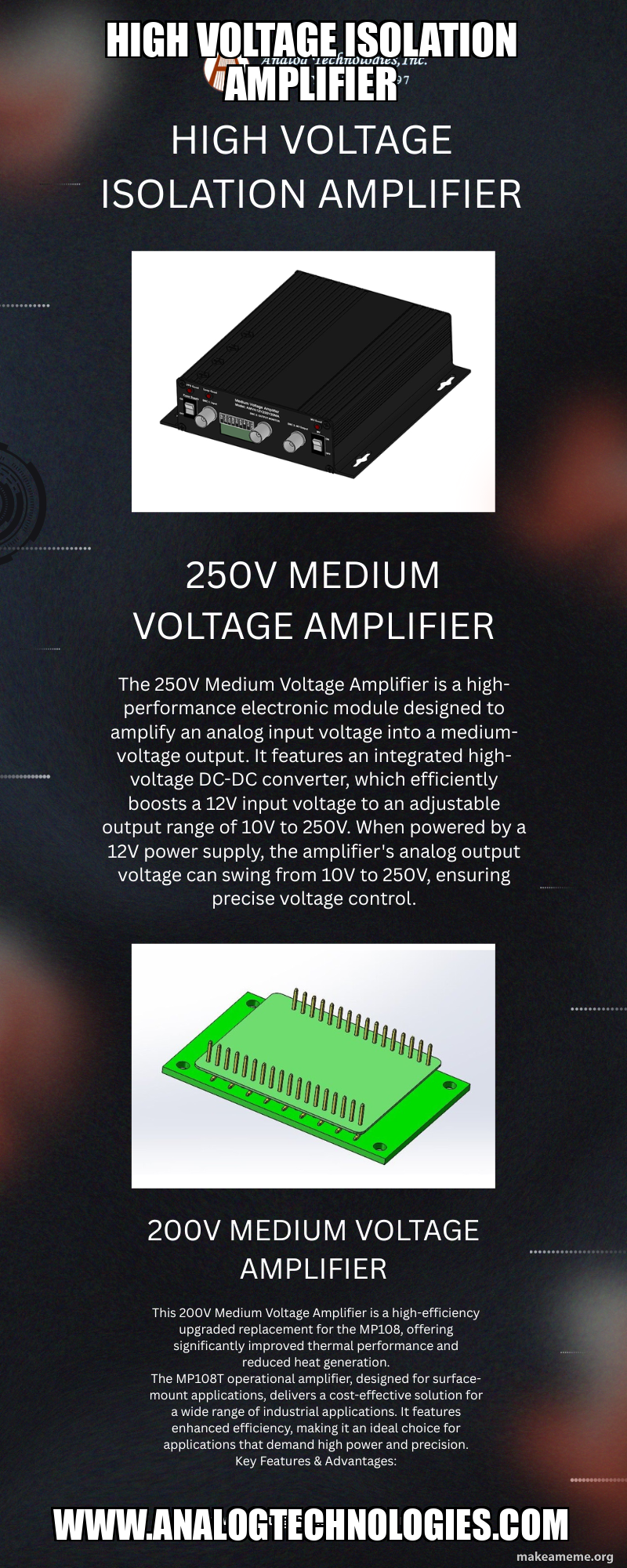 High voltage isolation amplifier www.analogtechnologies.com - Enhance ...