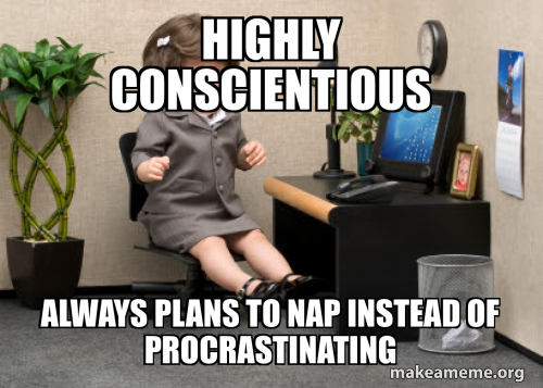 Highly Conscientious Always plans to nap instead of procrastinating ...