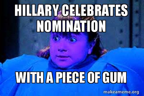 Hillary celebrates nomination With a piece of gum - Hillary celebrates ...