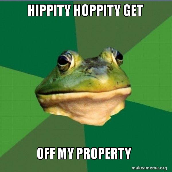 hippity hoppity get off my property - Foul Bachelor Frog Meme Generator
