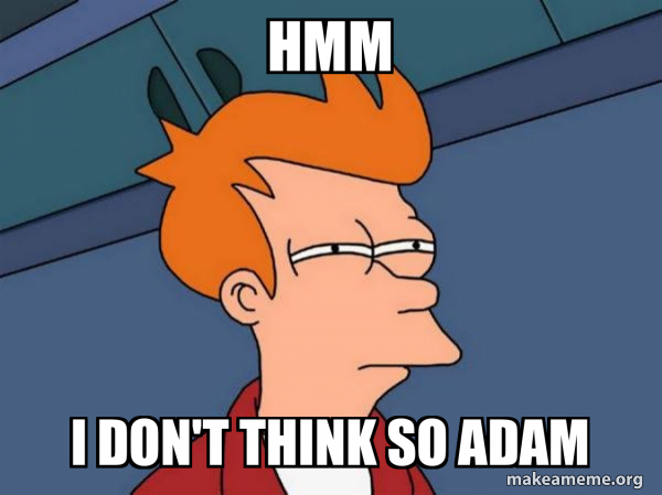 Hmm I don't think so adam - Futurama Fry Meme Generator
