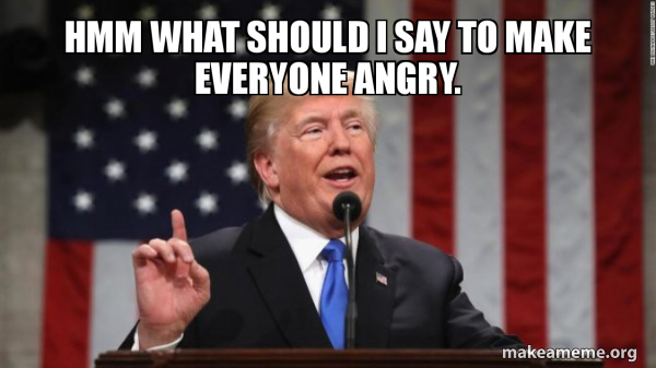 Hmm what should I say to make everyone angry. - Donald Trump Meme Generator