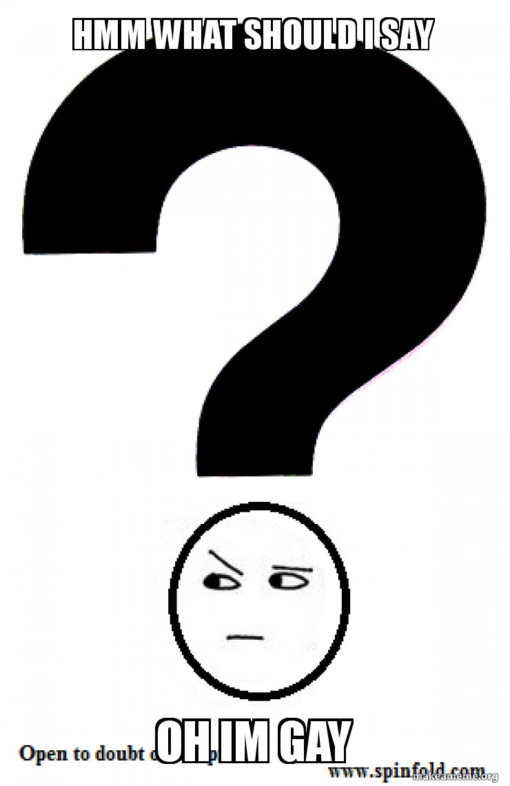 hmm what should i say oh im gay - questions Meme Generator