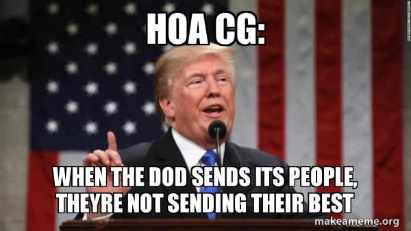 HOA CG: When the DOD sends its people, theyre not sending their best ...