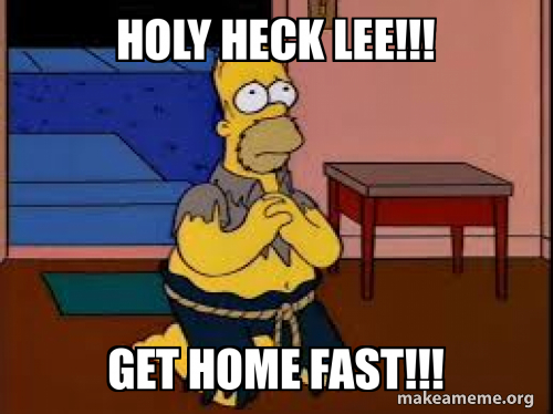 Holy heck Lee!!! Get home fast!!! Meme Generator