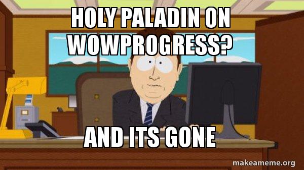 holy paladin on wowprogress? and its gone - aaaand its gone Meme Generator