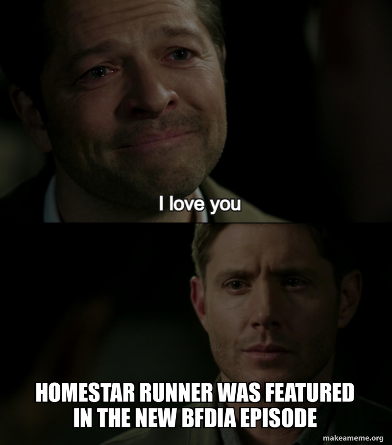 HOmestar runner was featured in the new bfdia episode Meme Generator