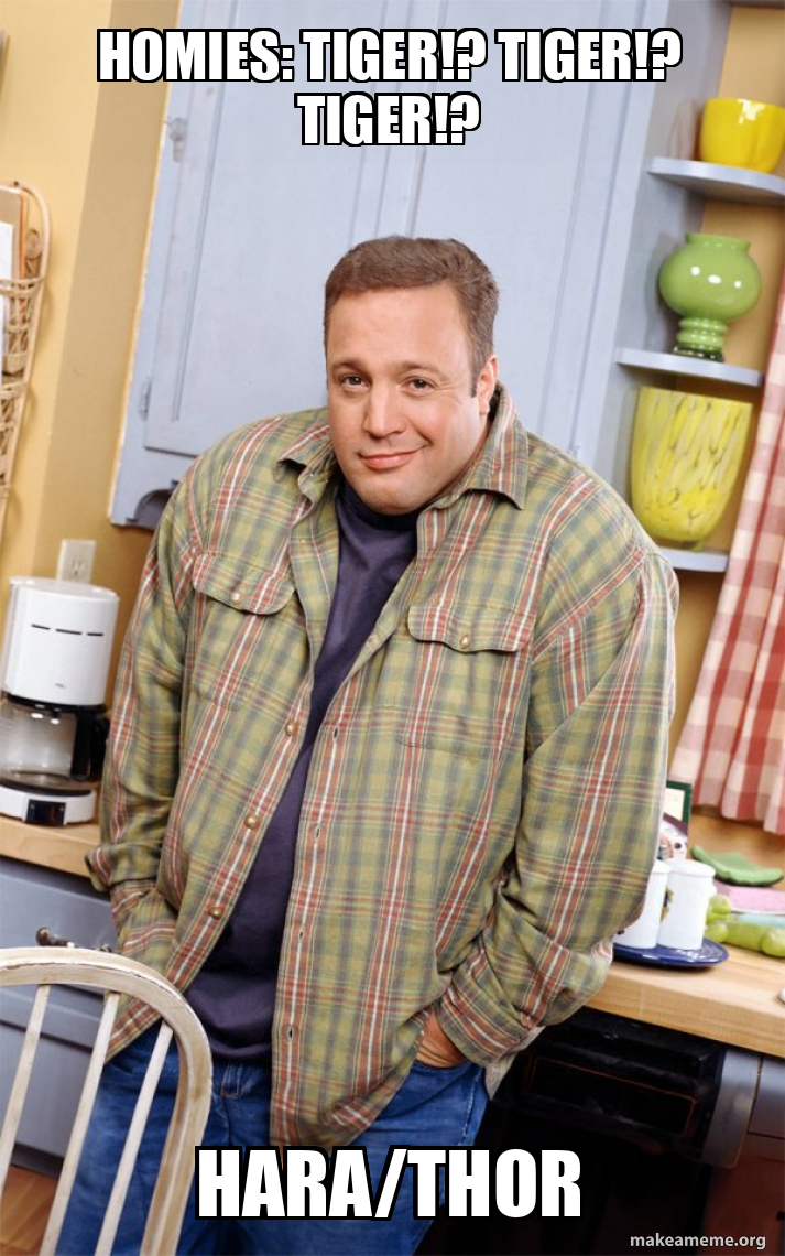 Homies: Tiger!? Tiger!? Tiger!? Hara/Thor - Kevin James Meme Generator
