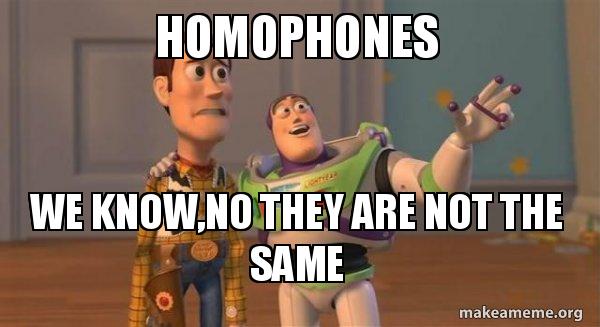 homophones we know,no they are not the same - Buzz and Woody (Toy Story ...