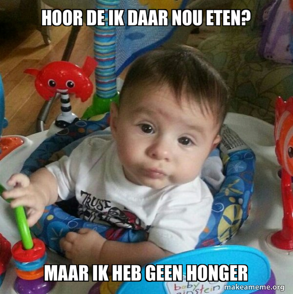 Hoor de ik daar nou eten? Maar ik heb geen honger - 'Whatever' Kid Meme ...