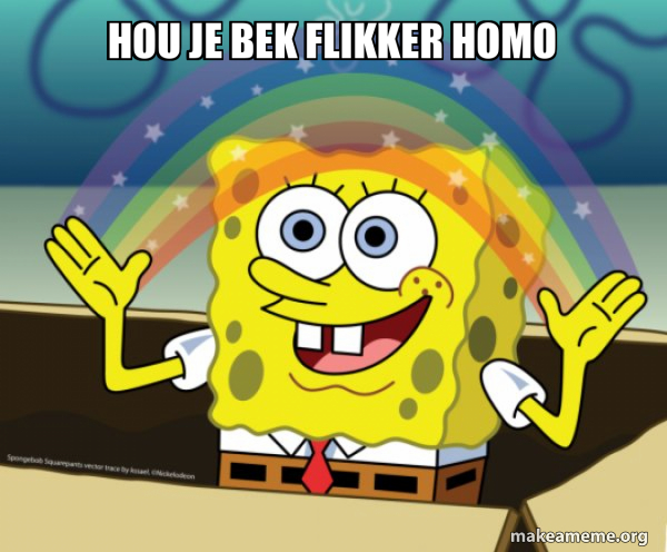 hou je bek flikker homo - Rainbow SpongeBob Meme Generator