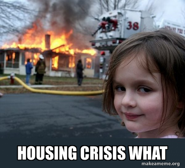 Housing crisis what - Disaster Girl Meme Generator