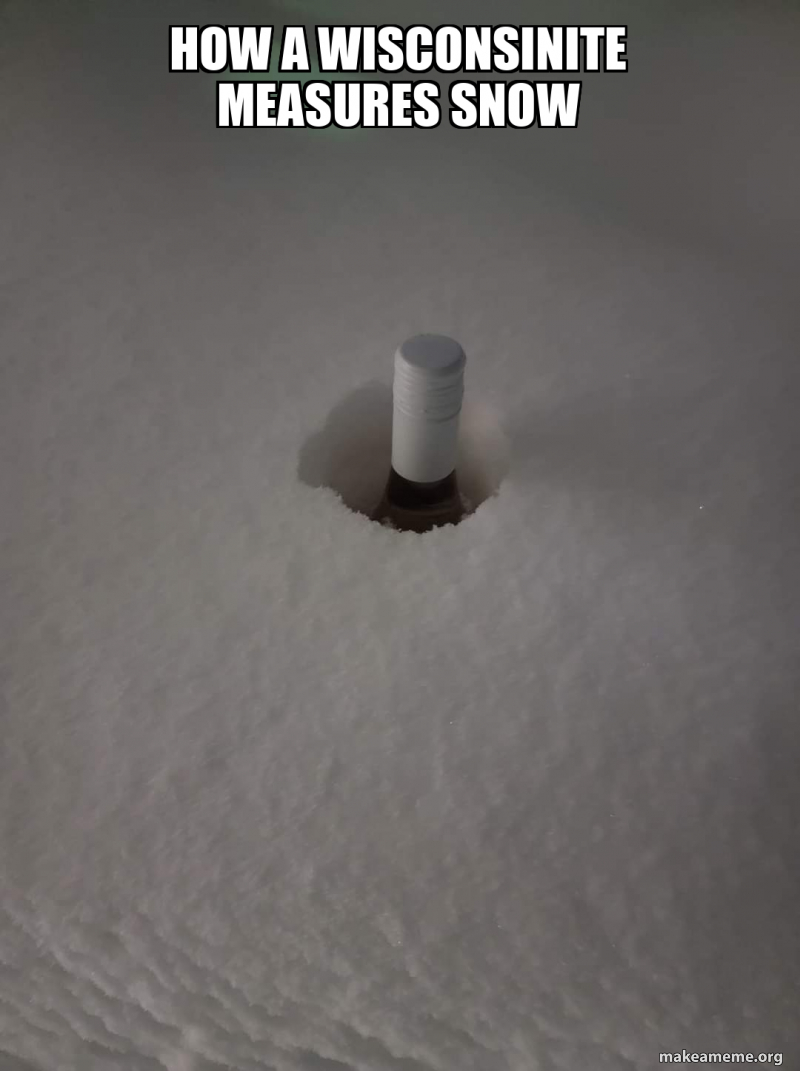 How a wisconsinite measures snow Meme Generator