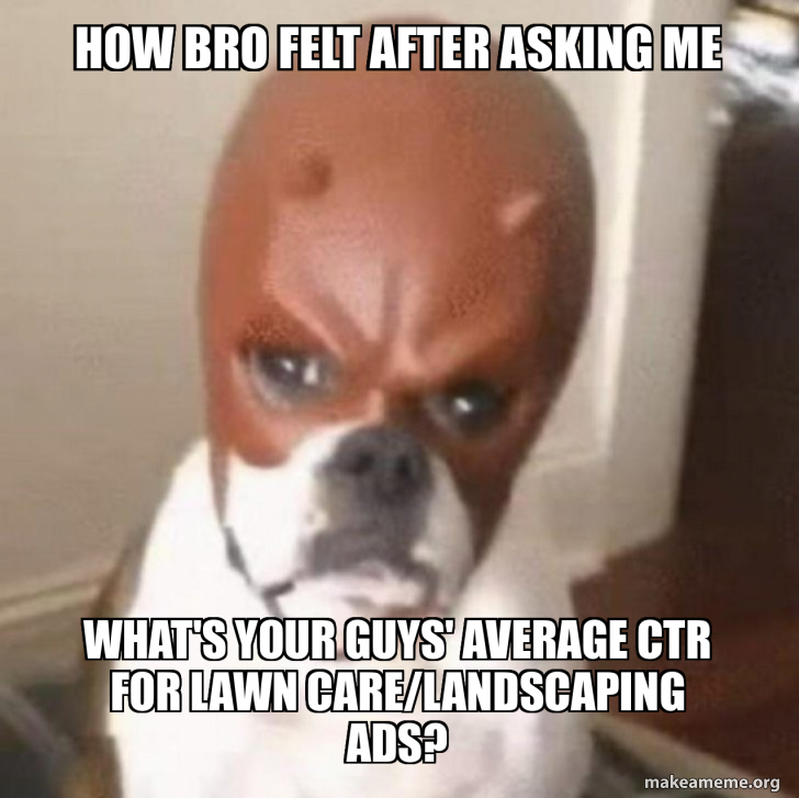 How bro felt after asking me What's your guys' average CTR for lawn ...