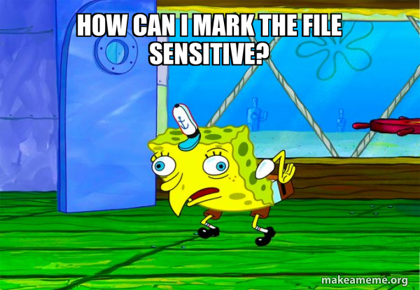 hOw cAn i mArK ThE FiLe sEnSiTiVe? - Mocking SpongeBob Meme Generator