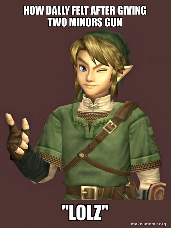 How Dally felt after giving two minors gun "LOLZ" - Zelda Meme Generator