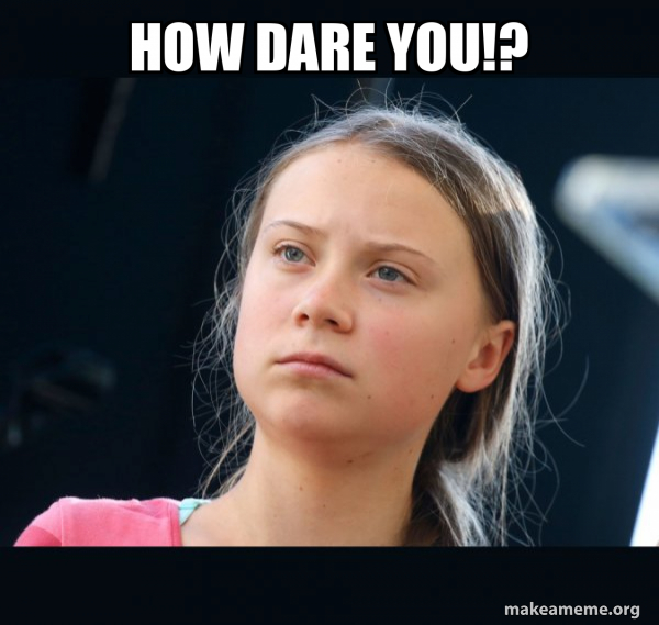 How dare you!? - Greta Thunberg Meme Generator