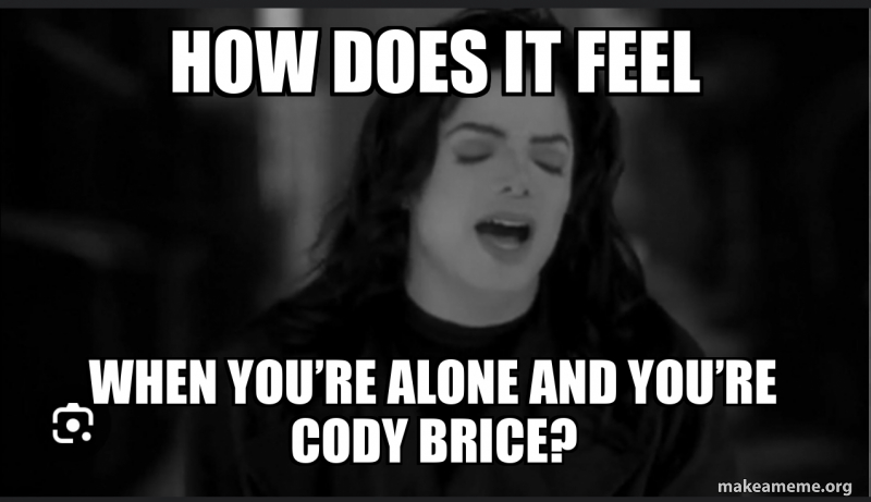 How does it feel When you’re alone and you’re cody brice? Meme Generator