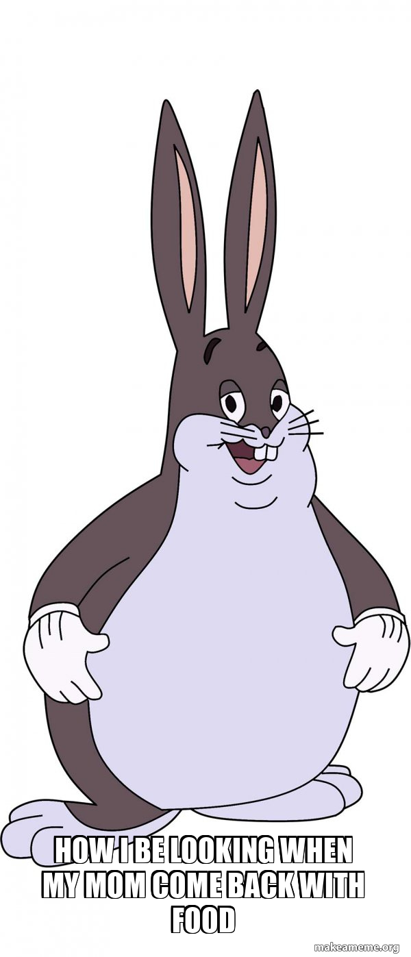 how I be looking when my mom come back with food - Chungus Meme Generator