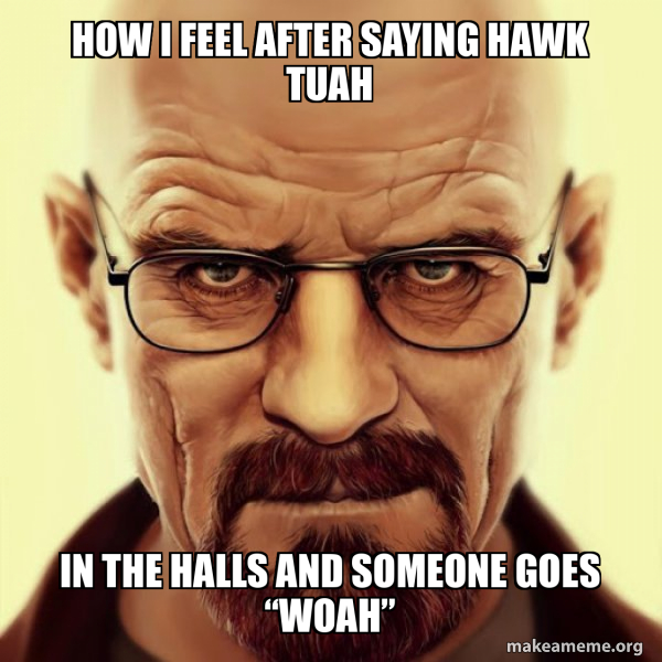 How i feel after saying hawk tuah In the halls and someone goes “Woah ...