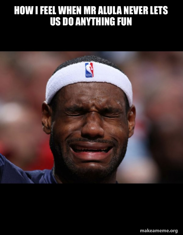 how I feel when mr alula never lets us do anything fun - Lebron Crying Meme Generator