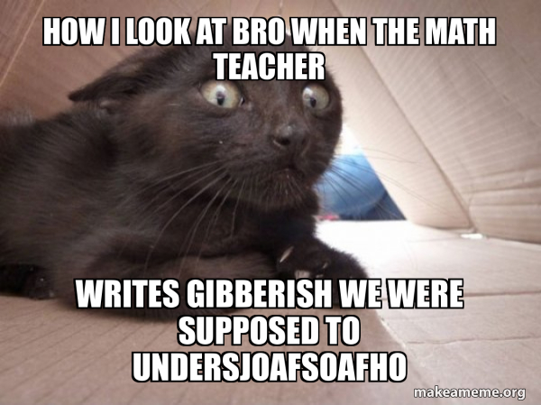 how i look at bro when the math teacher writes gibberish we were ...