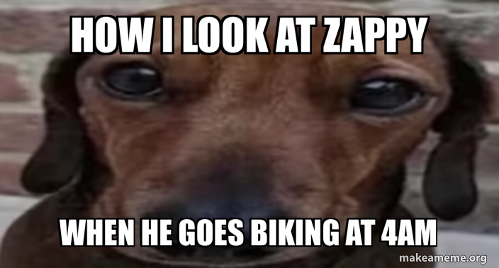 how i look at zappy when he goes biking at 4am Meme Generator