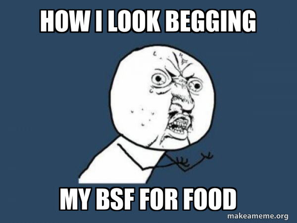 how i look begging my bsf for food - Y U No Meme Generator