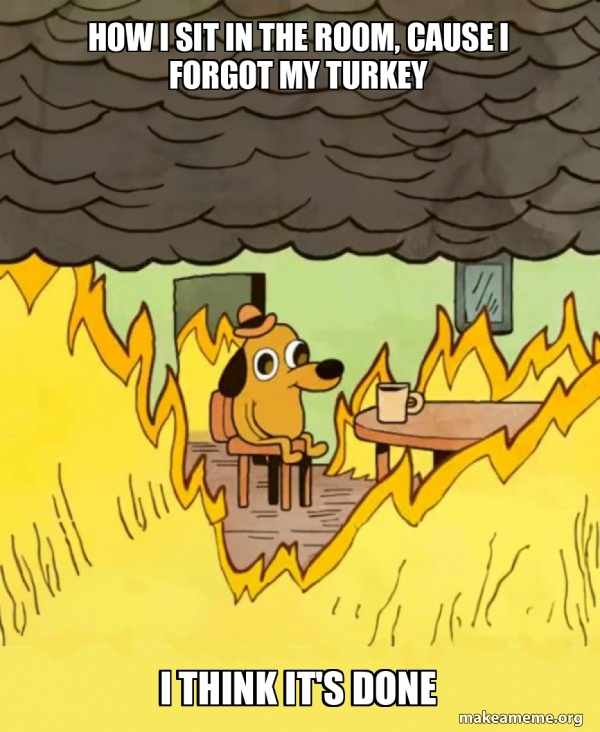 How I sit in the room, cause I forgot my turkey I think it's done ...