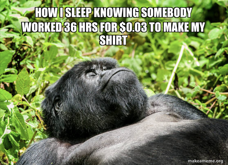 How I sleep knowing somebody worked 36 hrs for $0.03 to make my shirt ...