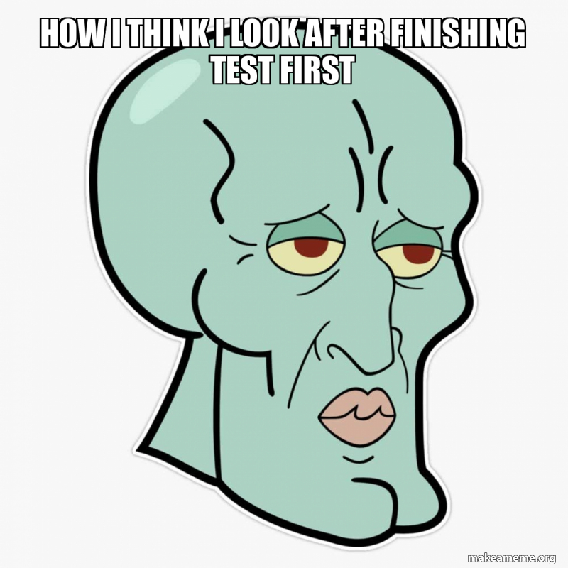 How i THINk i look after finishing test first Meme Generator