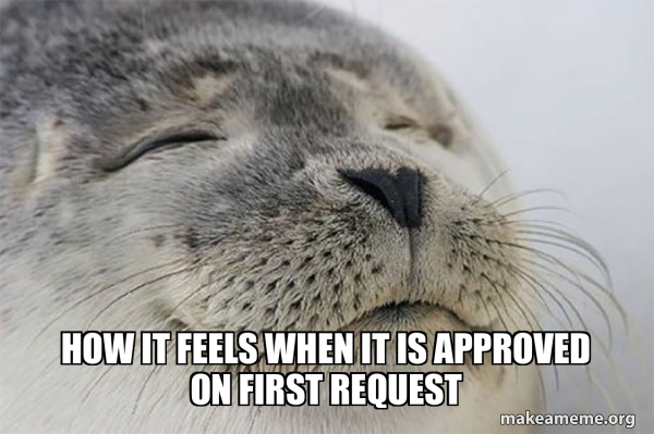 how it feels when it is approved on first request - Satisfied Seal Meme ...