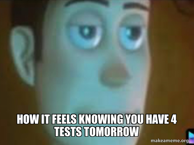 HOW IT FEELS KNOWING YOU HAVE 4 TESTS TOMORROW Meme Generator