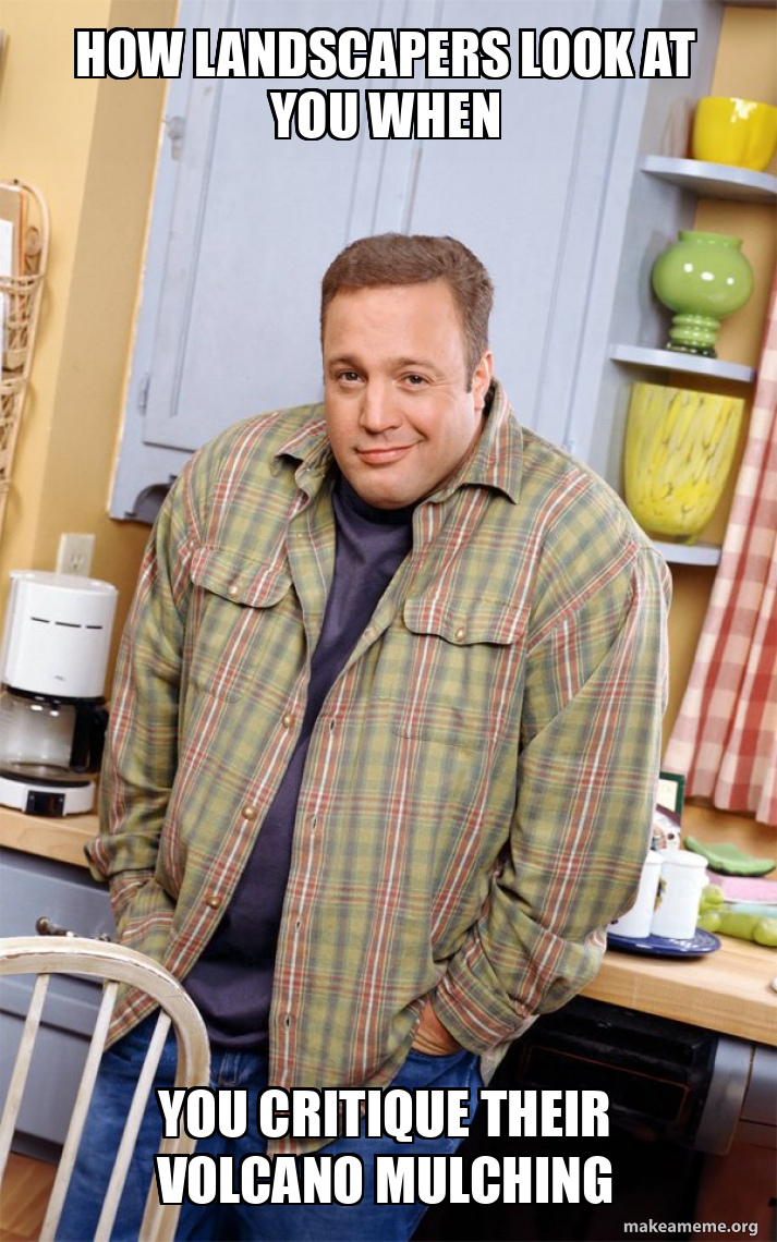 How landscapers look at you when you critique their volcano mulching ...