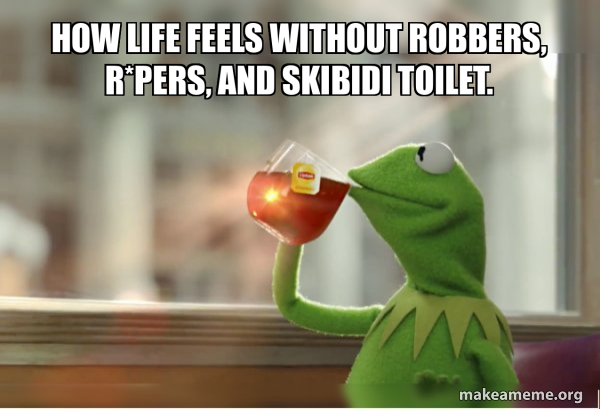 how life feels without robbers, r*pers, and skibidi toilet. - Kermit ...
