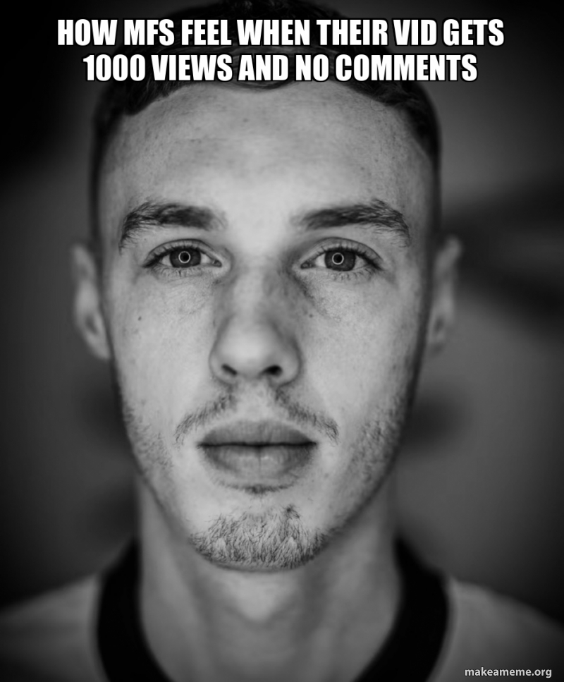 How MFS FEEL WHEN THEIR VID GETS 1000 VIEWS AND NO COMMENTS Meme Generator