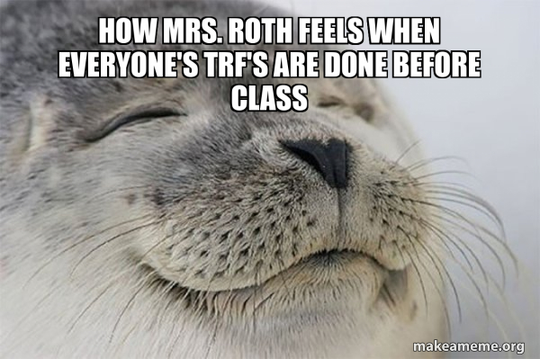 How Mrs. Roth feels when everyone's TRF's are done before class ...