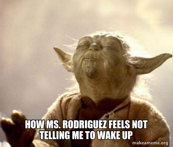 How Ms. Rodriguez feels not telling me to wake up - Yoda Smell Meme ...