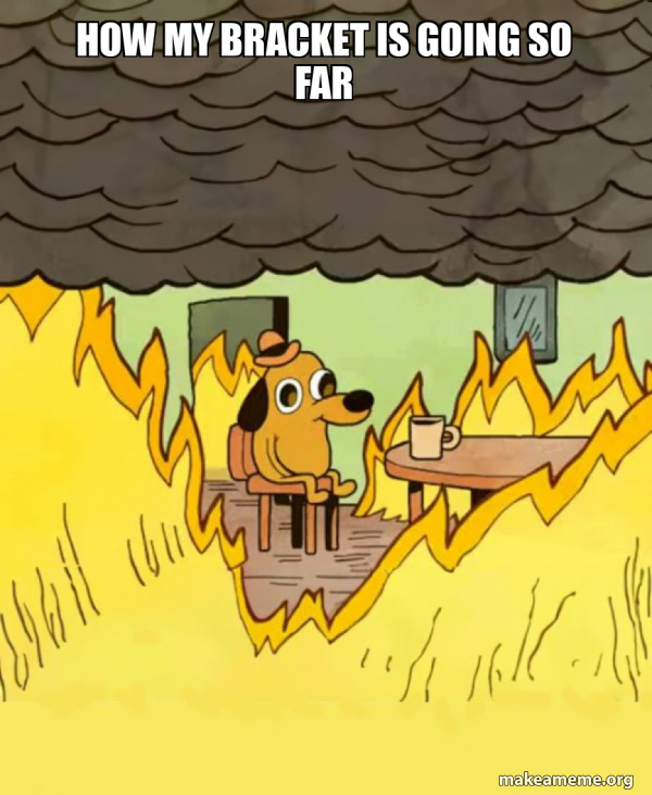 How my bracket is going so far - This Is Fine Meme Generator