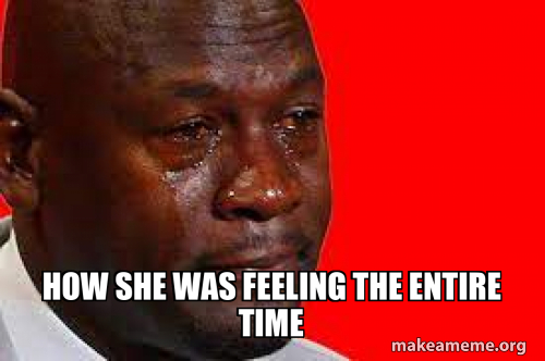 how she was feeling the entire time Meme Generator
