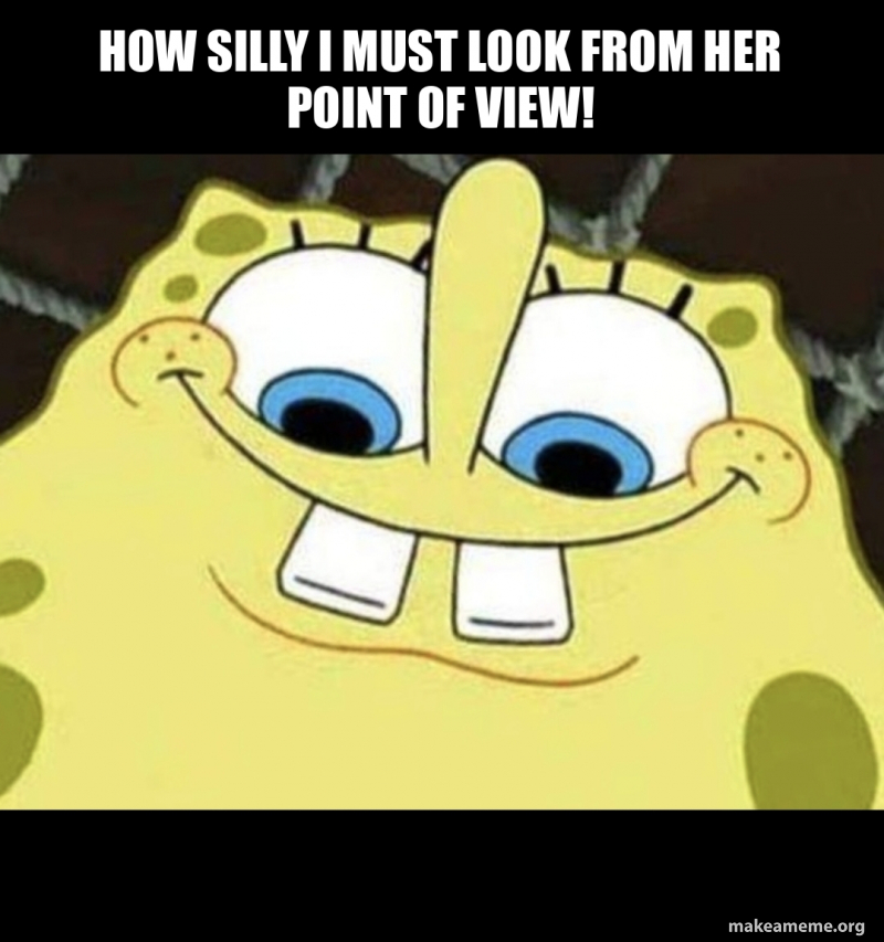 How silly I must look from her point of view! Meme Generator