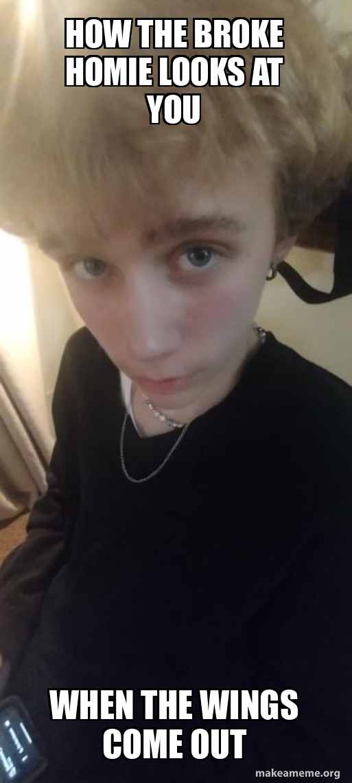 how the broke homie looks at you when the wings come out Meme Generator